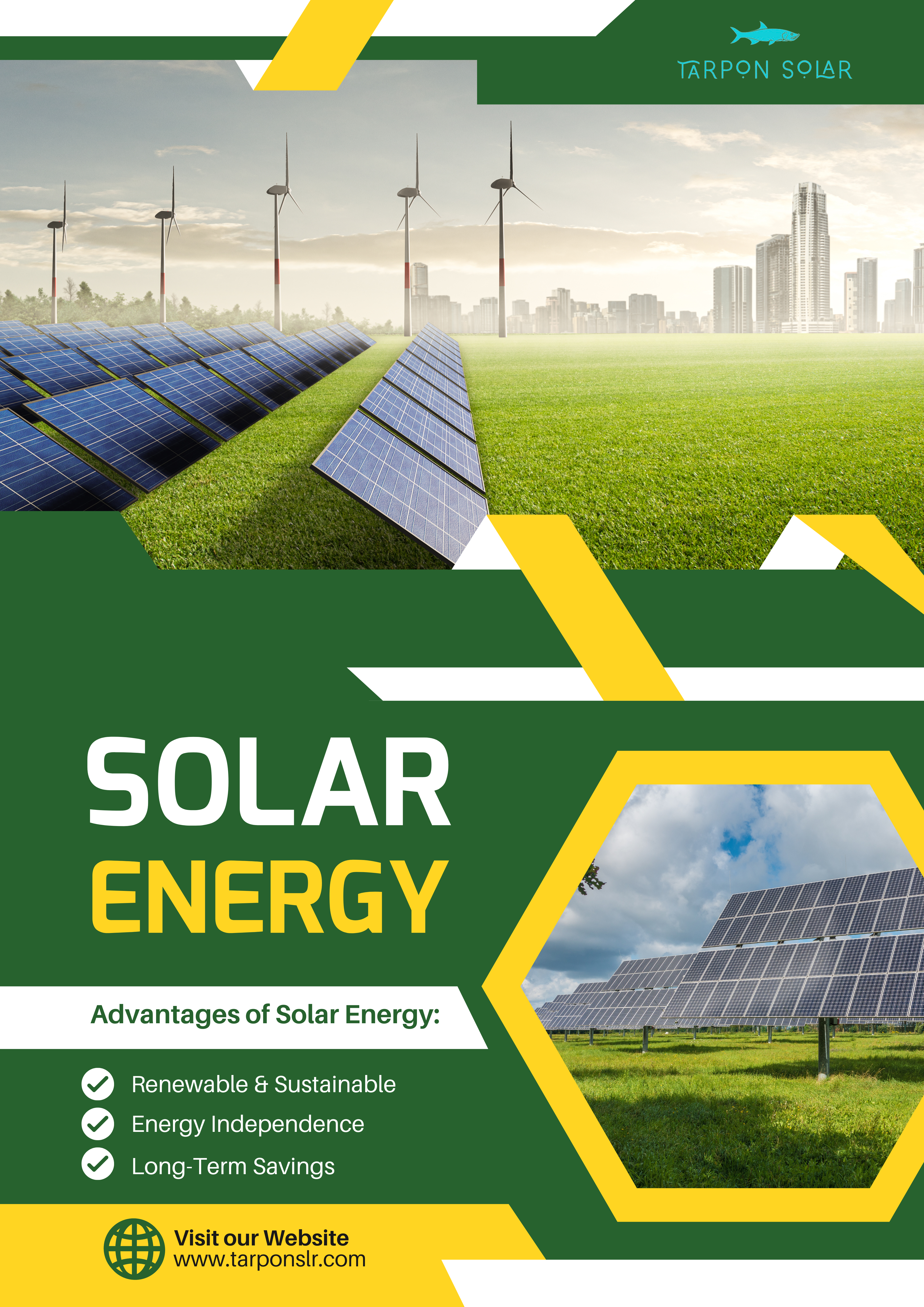 Green and Yellow Modern Solar Energy Flyer - Tarpon Solar